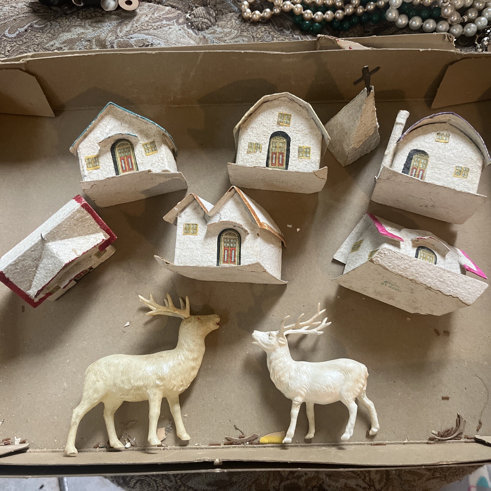 Vintage Lot Of 7 Putz Mica Christmas House Models Cardboard Made In ...