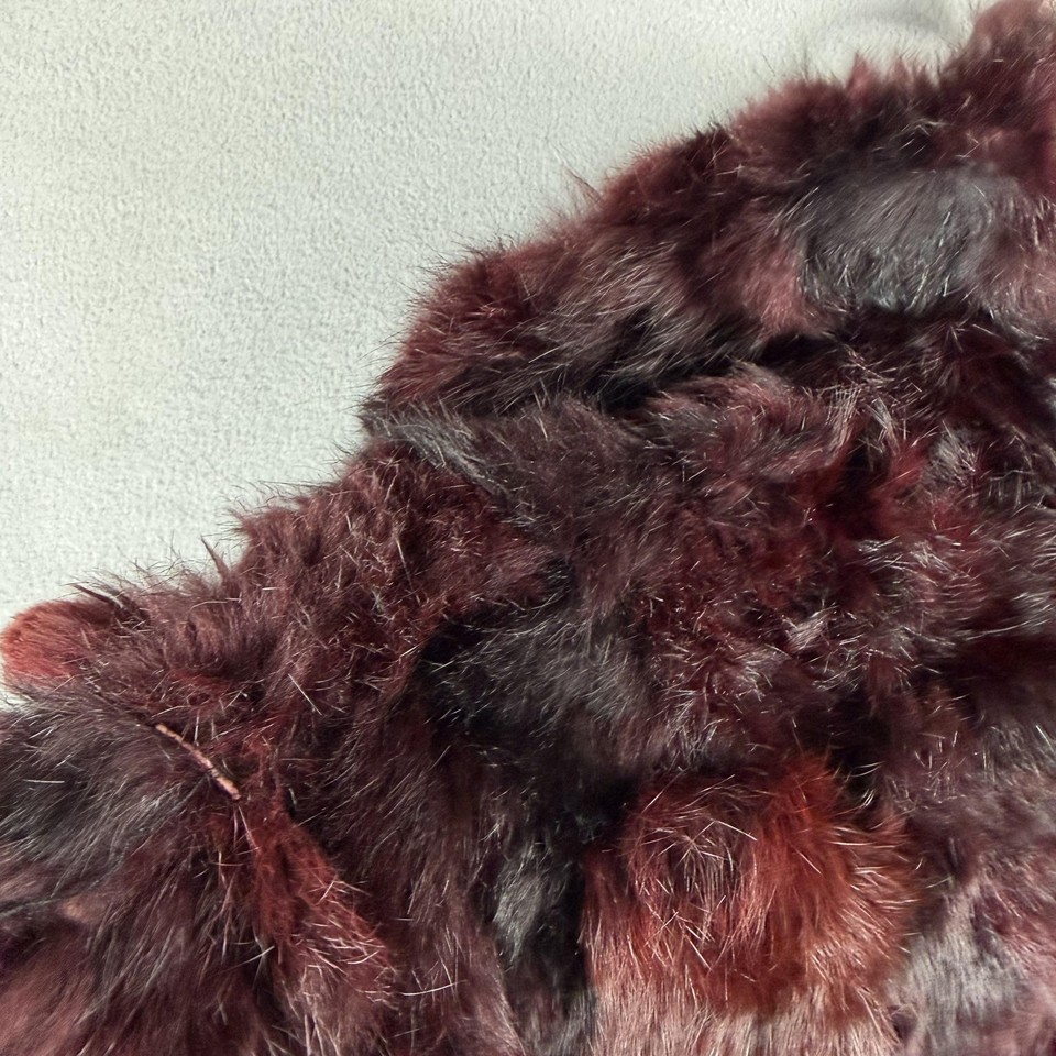Vintage Hong Kong Womens Dyed Burgundy Red Maroon Wine Rabbit Fur Coat ...
