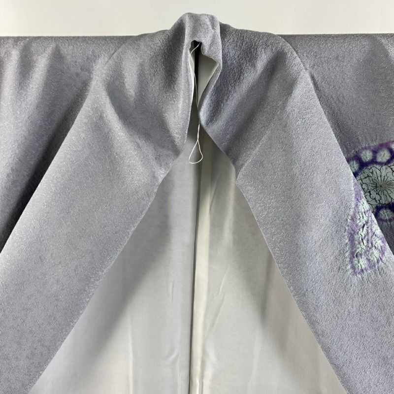 Japanese Silk Houmongi Kimono M 165.5cm Ash purple Higuma Tetsuya Tsujigahana 76 | eBay