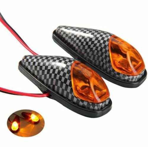 2x Flush Mount Motorcycle Bike LED Turn Signal Amber Light Carbon ...
