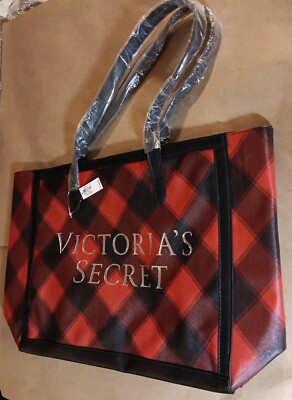 Victoria’s Secret Red & Black Plaid Weekender Large Tote Shoulder Carry ...