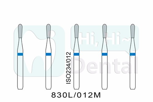 Dental Diamond Burs FG Long Pear 830L/012M Standard Grit High Speed ...