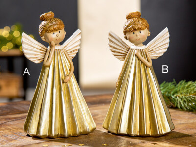 Gilde Figur Engel "Dress" Kunstharz Goldfarben 17 cm Winter Weihnachten ...