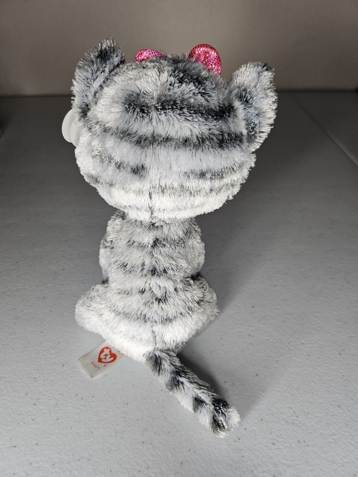 NEW TY Beanie Boos KIKI GREY STRIPED CAT 6 INCH PLUSH TOY ANIMAL ...