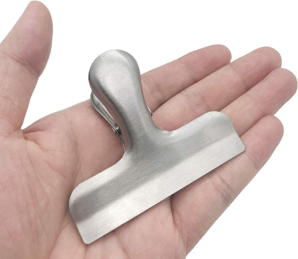 8 Pack Metal Chip Clips, 3 Inch Wide Stainless Steel Heavy Duty Food ...