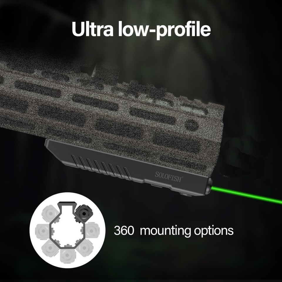 SOLOFISH Low Profile Green Laser Sight M-Lok Rail Magnetic Rechargeable ...