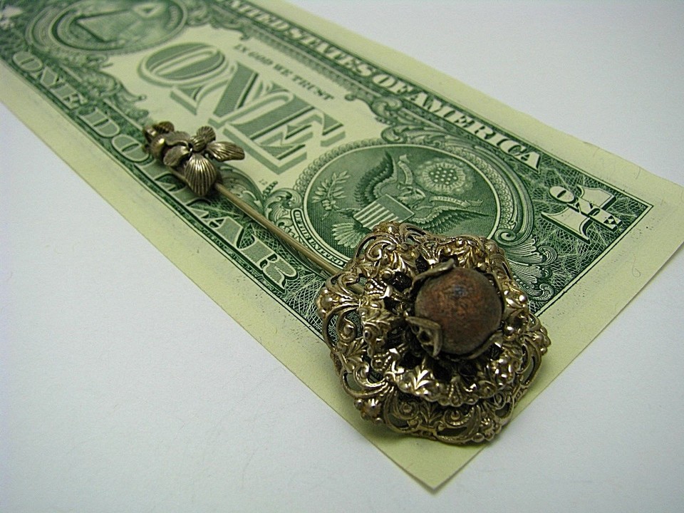 MIRIAM HASKELL BROOCH BRASS HAT PIN BERET PIN "FLOWER" by Miriam ...