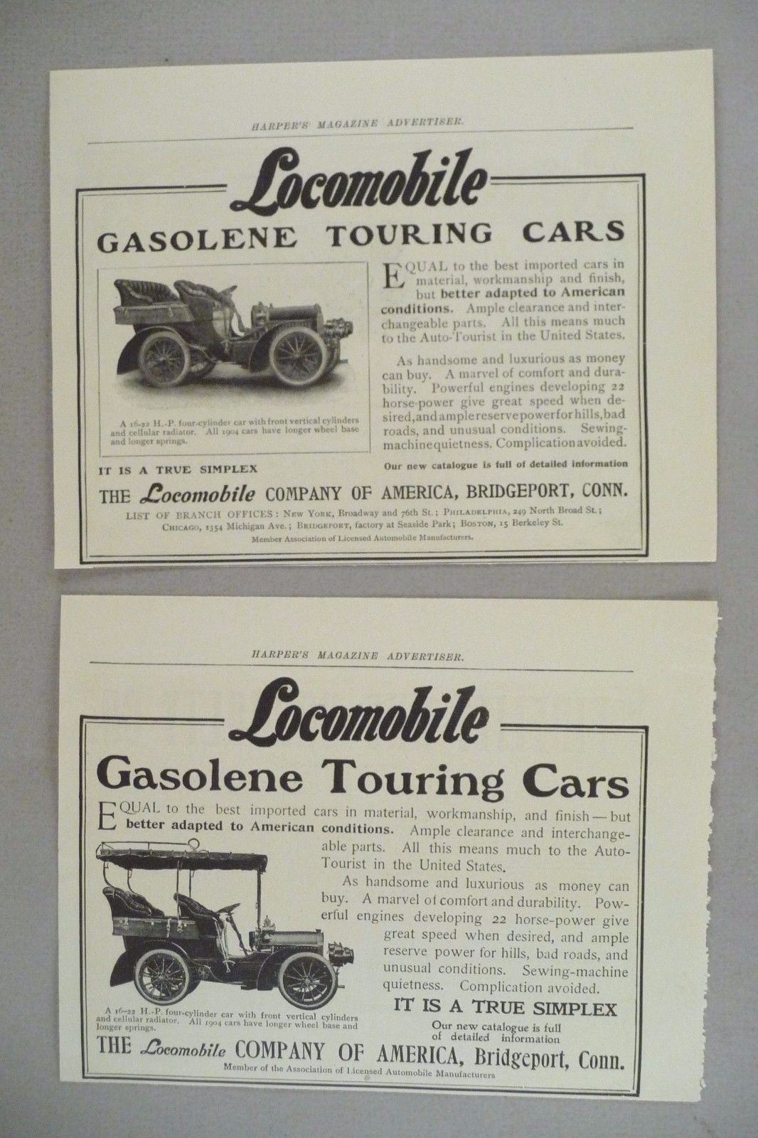 Locomobile Motor Car LOT of 2 PRINT AD - 1904 ~~ auto, automobile | eBay
