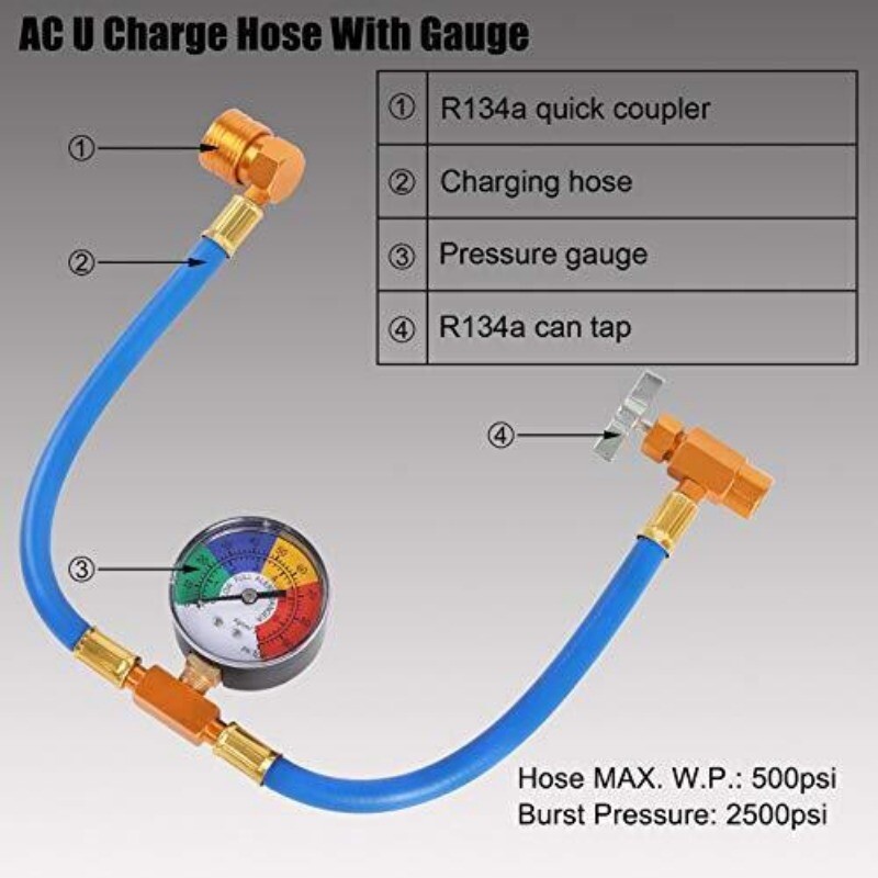 R134A Car Air Conditioning Recharge Measure Kit Hose Gas Gauge AC | eBay
