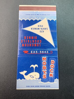 Vintage California Matchbook: “Moby’s Dock - Sinbad’s” Santa Monica ...