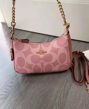 COACH Teri Shoulder Bag In Signature Canvas Powder Pink CAL51 Outlet ...