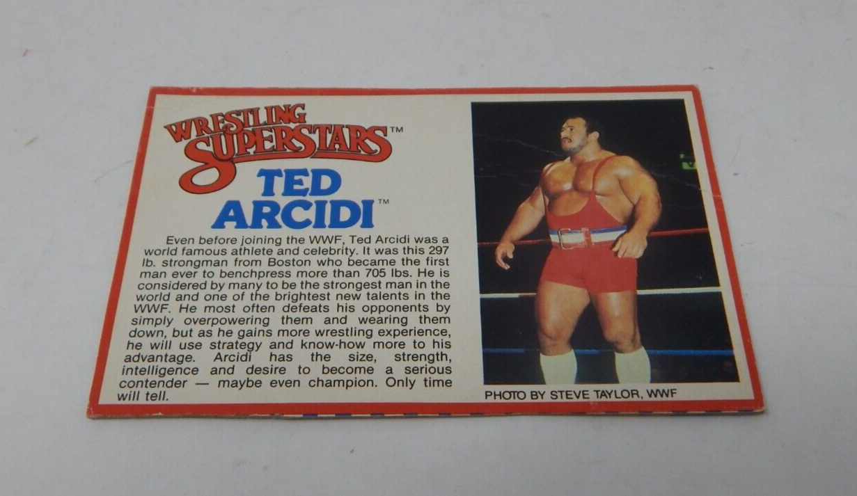 1984 WWF Wrestling Superstars Cut Bio File Card LJN Ted Arcidi | eBay