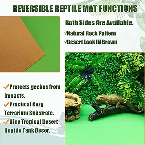 Reversible Reptile Carpet Mat 23.6" x 15.7" Terrarium Bedding Substrate ...