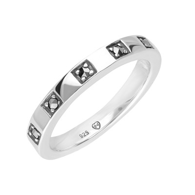 Esse Marcasite Sterling Silver Simple Marcasite Band Ring - Size M | eBay