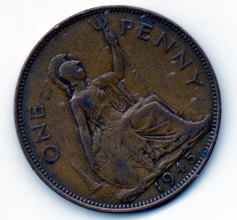 1945 ONE PENNY KING GEORGE VI 1d COIN GOOD CONDITION BRONZE COPPER ...