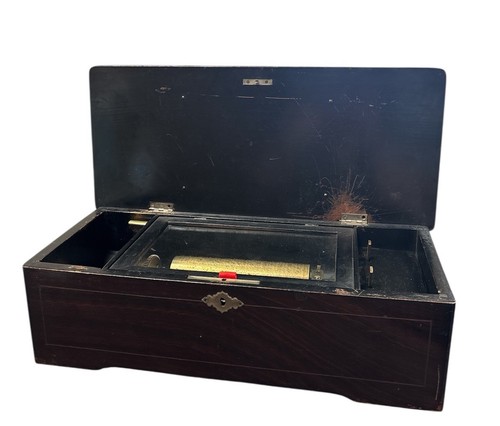 Antique Swiss Inlaid Cylinder Music Box 6 Tunes Late 1800s Working ...