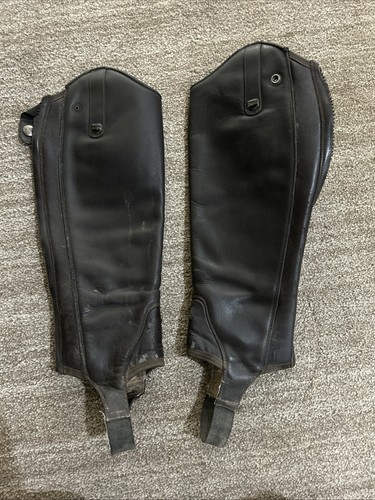 Dublin Leather Half Chaps Size XS Brown Equestrian Riding Horse Zip | eBay