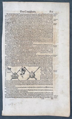 1628 Munster Antique Print German Royal Crown, Sceptre, Cross, Orb ...