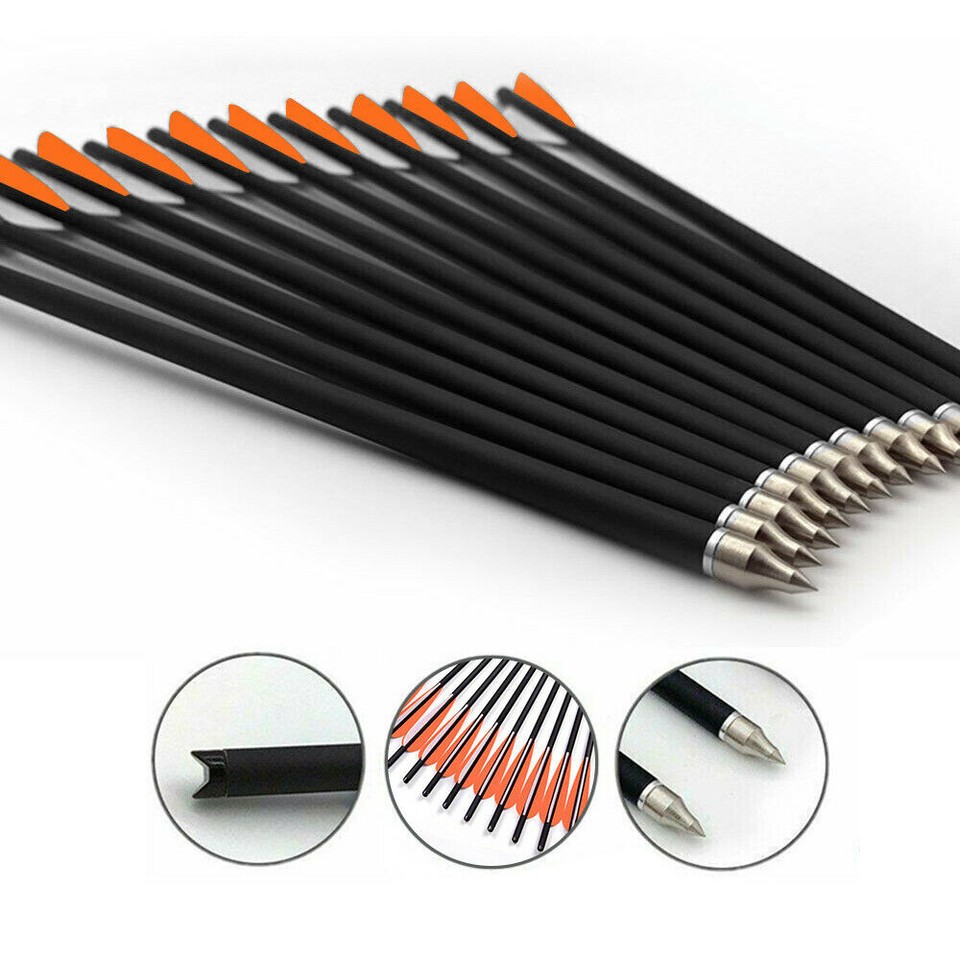 20'' Sports Hunting Crossbow Outdoor Bolts Carbon Arrows 12PCS Archery ...