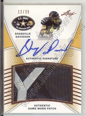 shaq davidson rc rookie draft gu patch auto gamecocks army college/hs ...