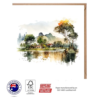 Village with River Greeting Card - Australian Designs The Scenery set ...