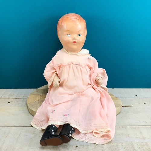 RITZI Antique Natural Baby Doll 18" Composition & Cloth w/Dress 1900s ...