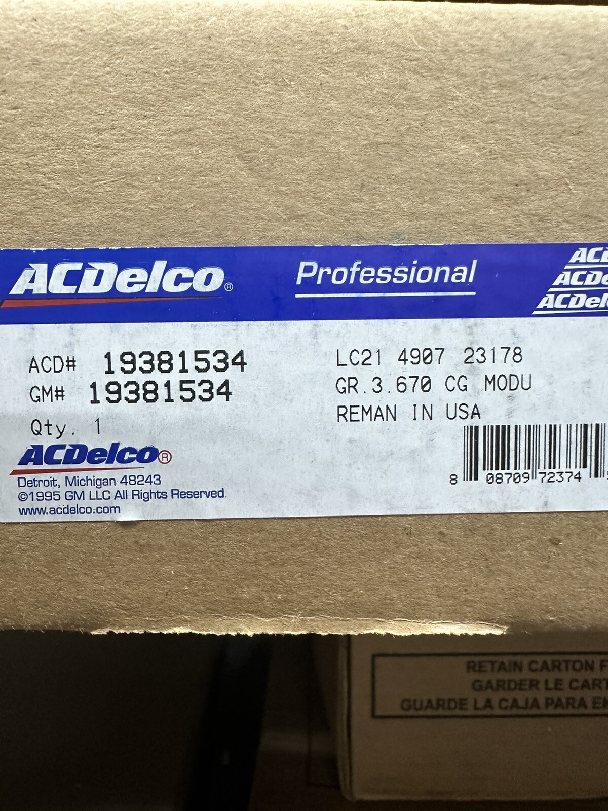 OEM AC DELCO PART# 19381534 TRANSMISSION CONTROL MODULE | eBay