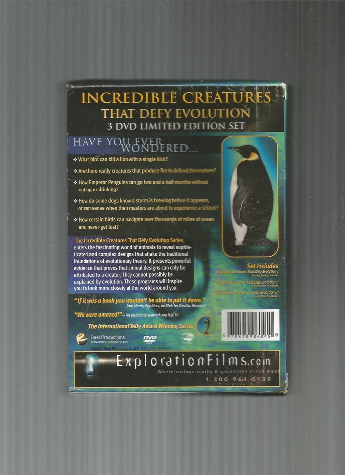 Incredible Creatures That Defy Evolution (3 Disc Set), DVD 678570060450 ...