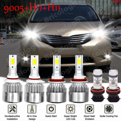 For Toyota Sienna 2011-2018 Combo 6000K LED Headlight Kit High Low ...