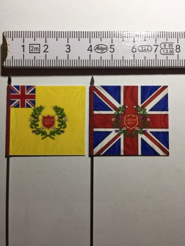 223) 2x 25/28mm British Napoleonic Flags Waterloo 1815 77th East ...