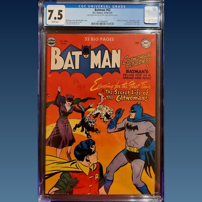 🦇 Batman #62 CGC 7.5 🔑 Origin Catwoman Selina Kyle Golden Age DC Comics ...
