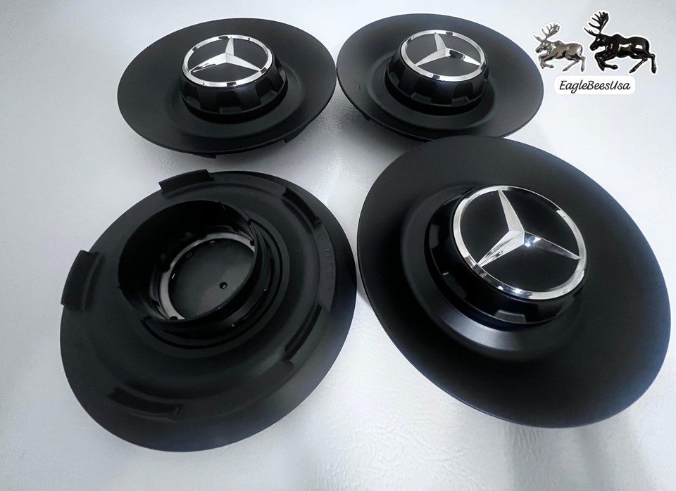 4x Black Mercedes Benz Center Caps G63 G550 G Wagon AMG Wheels ...