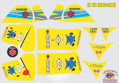 suzuki lt50 quad graphics stickers decals lt 50 laminated minion yellow ...