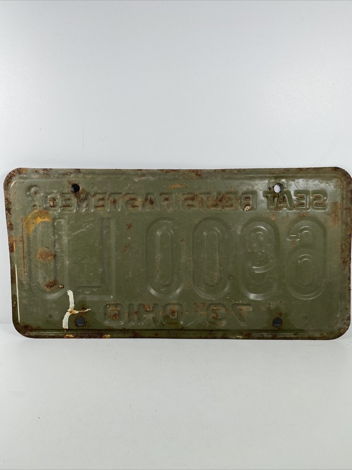 Vintage Ohio OH License Plate 1973 SEAT BELTS FASTENED? No. 6900 LU ...