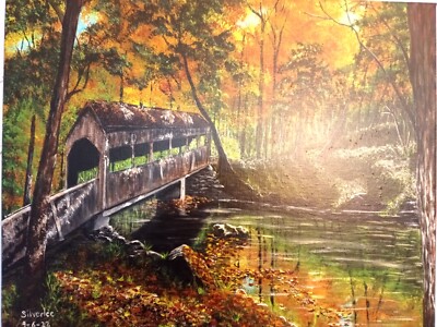 Unique Original Acrylic 16x20 Fall Covered Bridge " The Beauty of ...