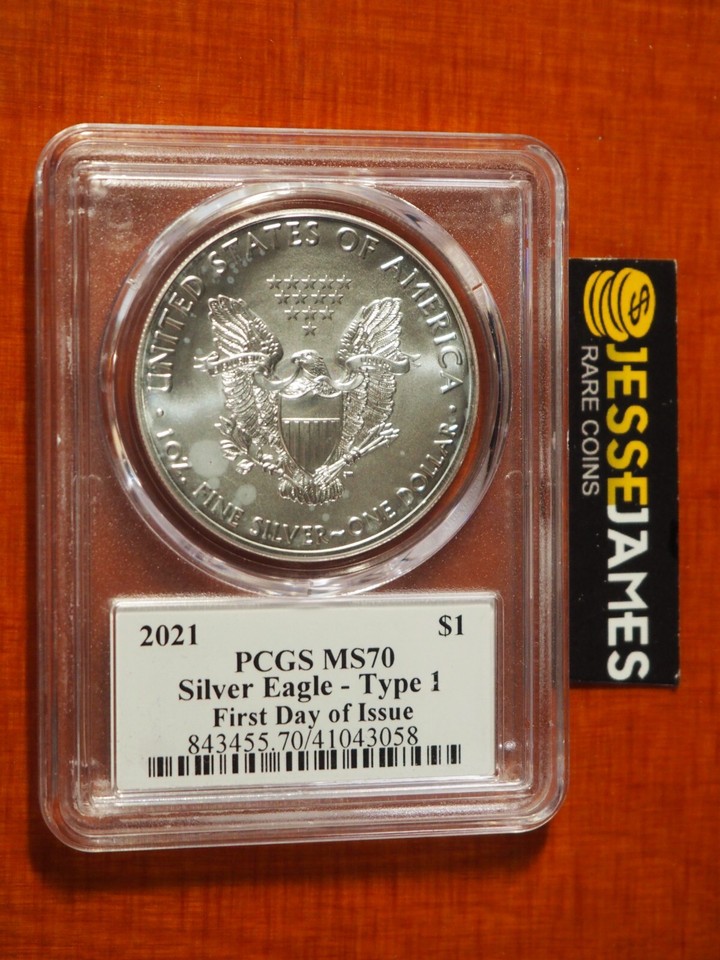2021 SILVER EAGLE PCGS MS70 FLAG THOMAS CLEVELAND FIRST DAY OF ISSUE ...