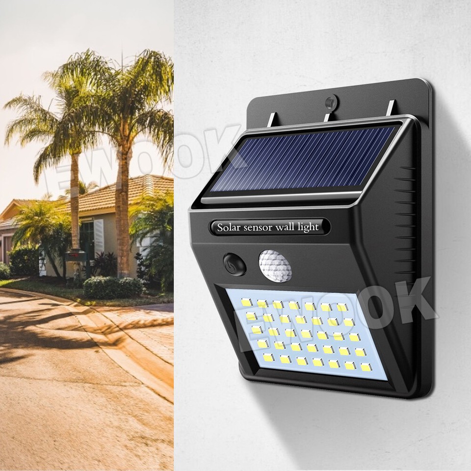 4X 20 LED Solar Powered PIR Motion Sensor Light Garden Outdoor Security ...