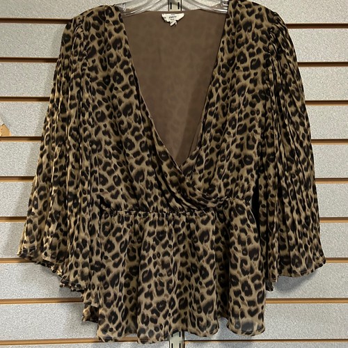 Entro Women's Leopard Print Blouse Top - Sheer - Long Bell Sleeves ...