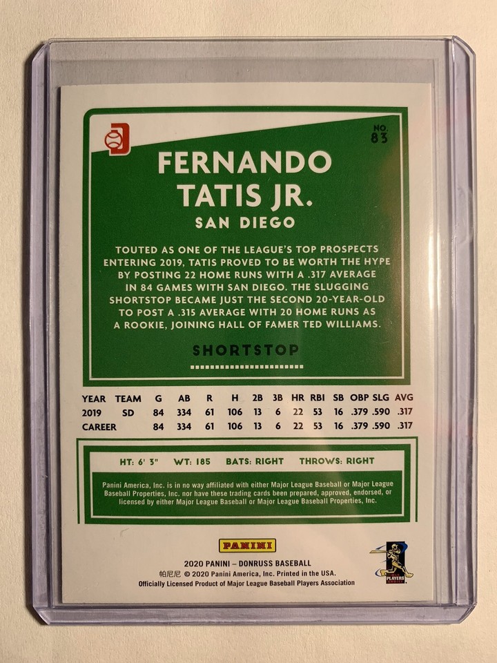 2020 Panini Donruss Fernando Tatis Jr. Name Variation El Nino #83 | eBay