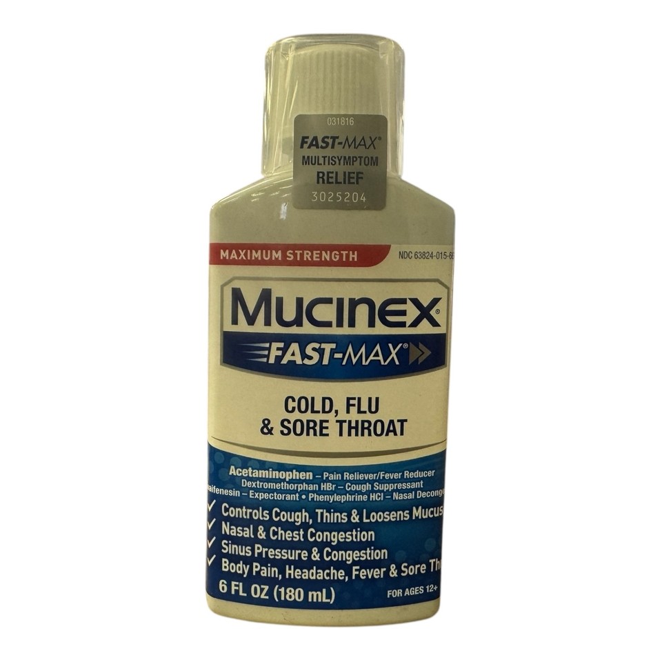 Mucinex FastMax 3 Pack Cold Flu & Sore Throat 6fl oz Each Best By 09/31 ...