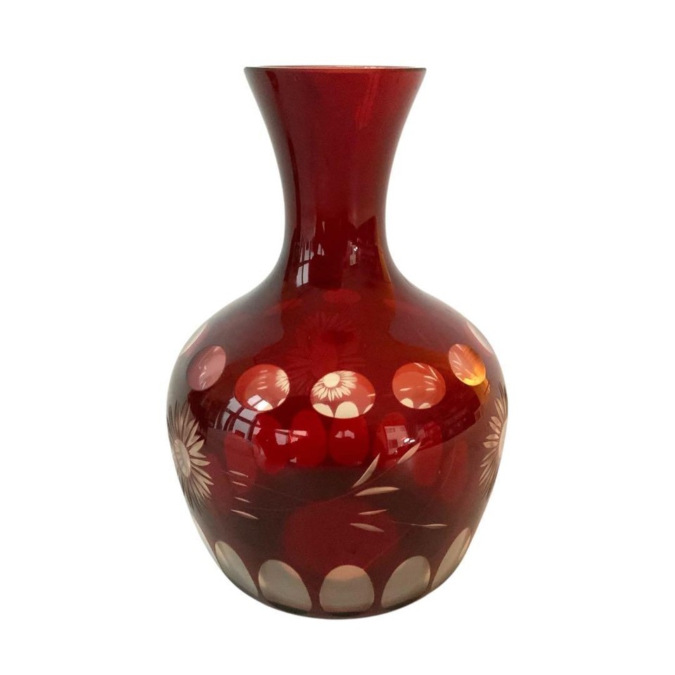 Edo Kiriko Red Glass Water Bottle Set - Showa Retro | eBay