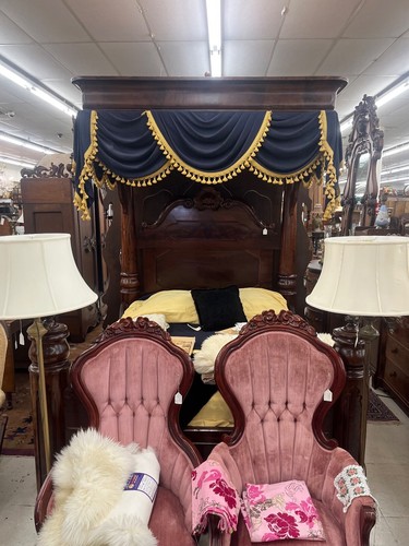 Antique Mahagony 1/2 teaster queen size bed | eBay