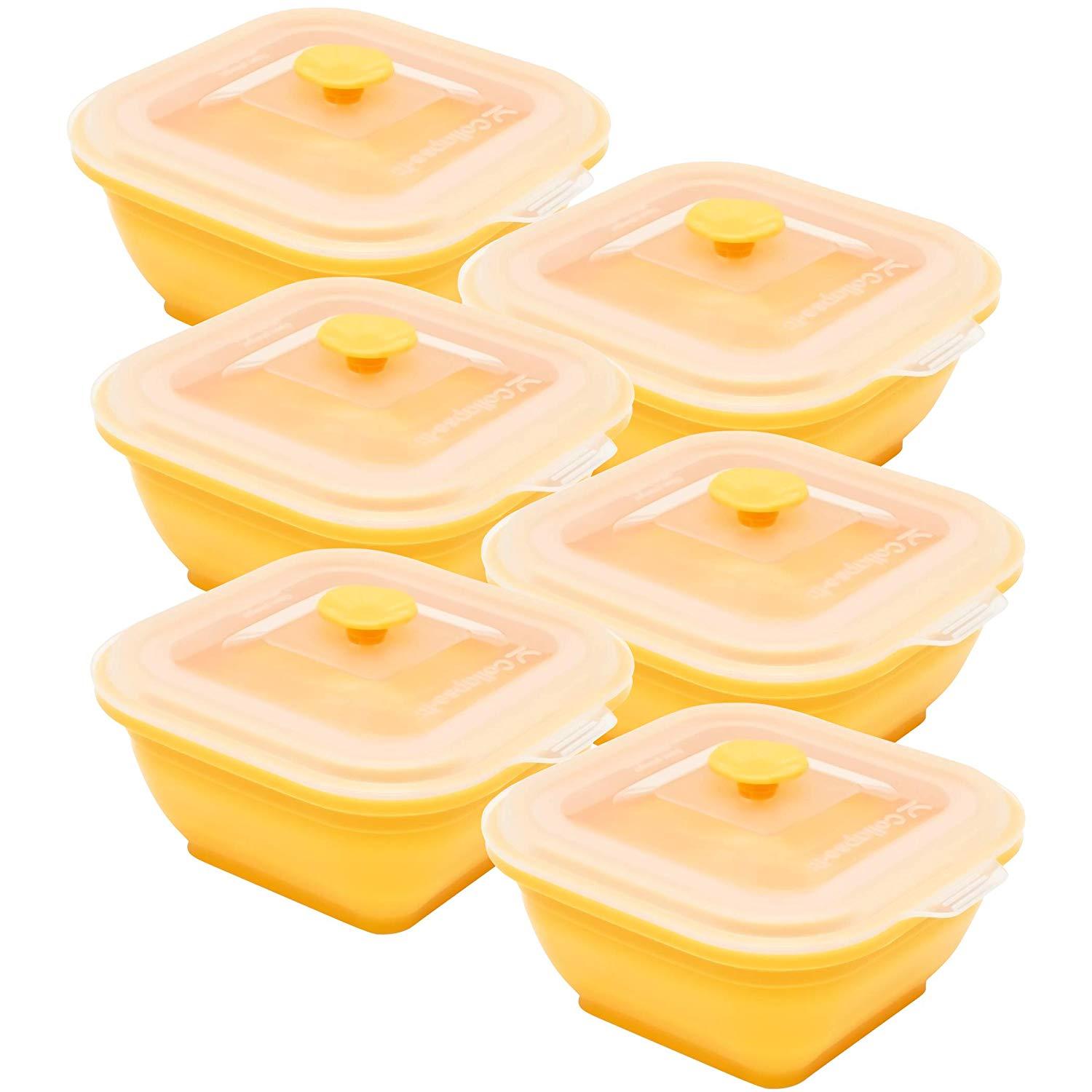 Collapse-it 6-Pc Silicone Food Storage Containers Yellow Rectangle Set ...