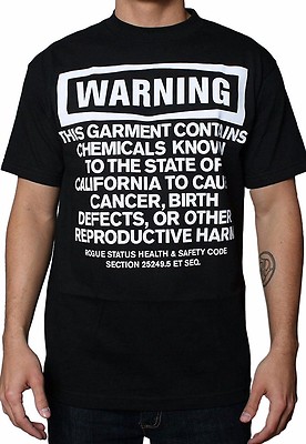 Rogue Status Men's Black or White California Health Safety Code Warning ...