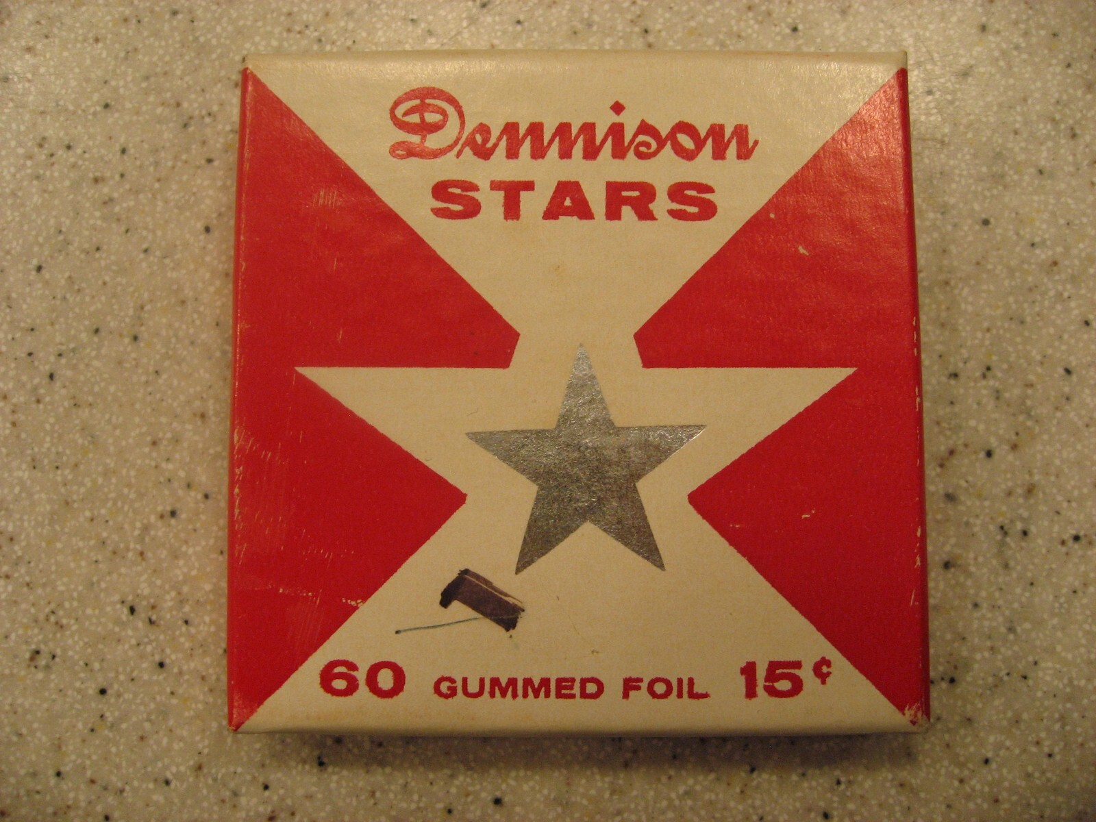 Vintage Box of Dennison Stars Gummed 0.75"T Silver Foil Stars No. 54 ...