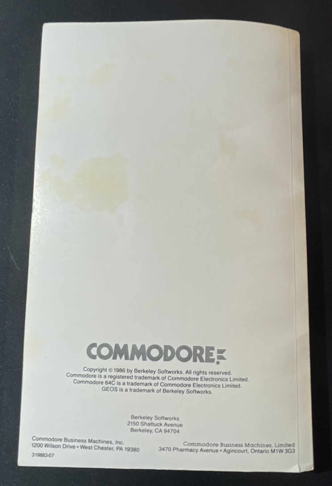 vintage 1986 GEOS Commodore 64C book manual computer owners users guide ...