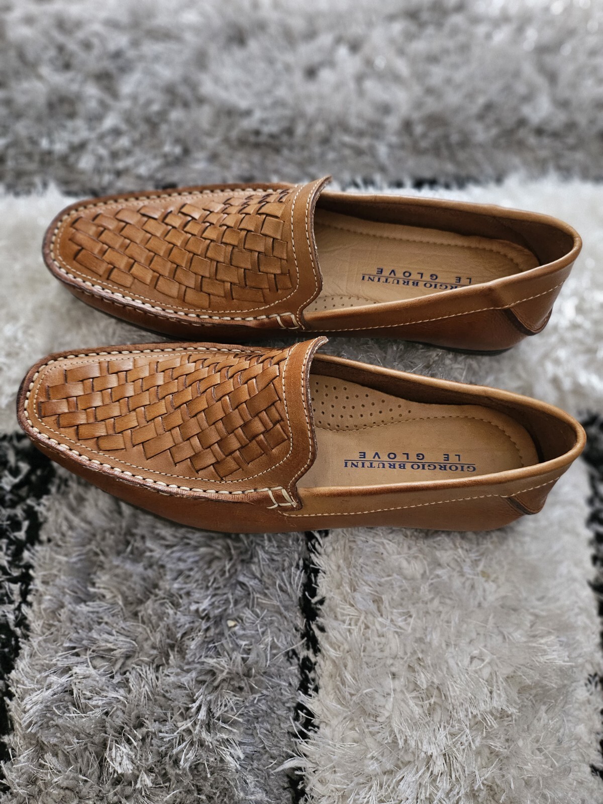 GIORGIO BRUTINI Mens 6 M Tan Basket Weave Leather Upper Loafers Shoe | eBay