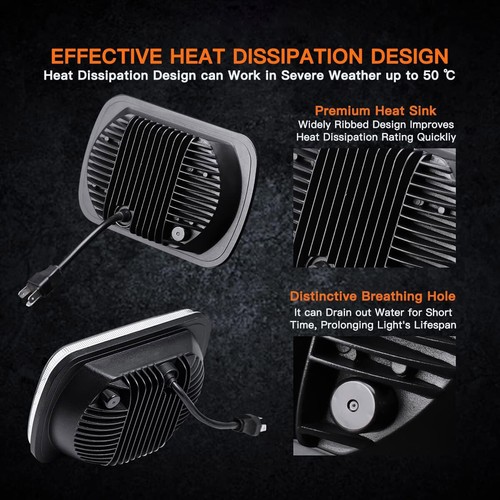 Newest 2pc 5x7" 7x6" LED Headlight Projector for Mack MD7 CH CH600 ...