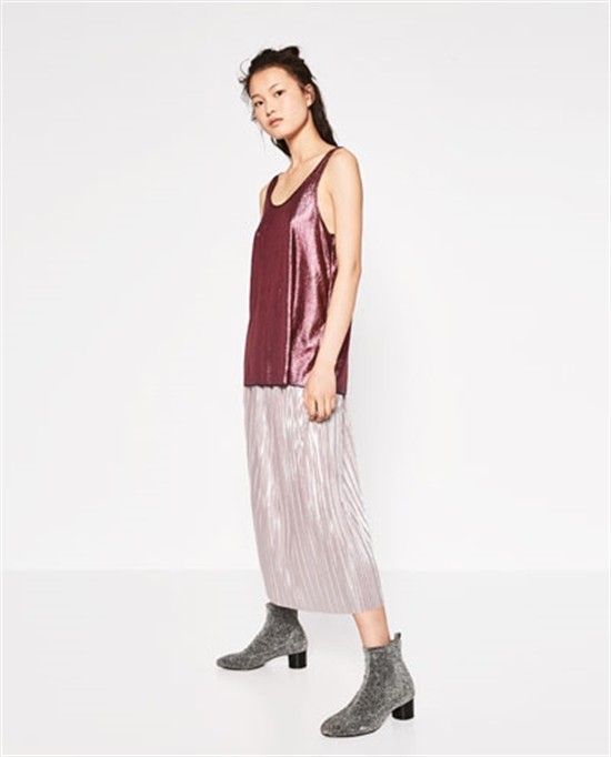 ZARA Metallic Shiny Ribbed Top Scoop Neck New W/Tags 2 Colors Tank ...