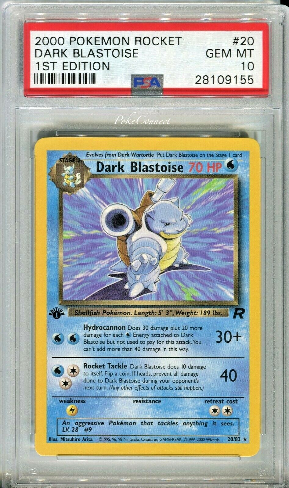 PSA 10 GEM MINT Pokemon DARK BLASTOISE Rare Team Rocket 20/82 1st ...